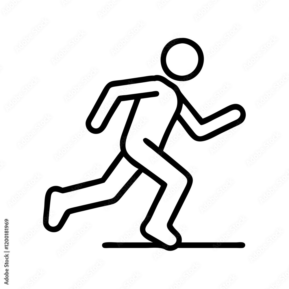 running man icon, running man line art - simple line art of running man ...