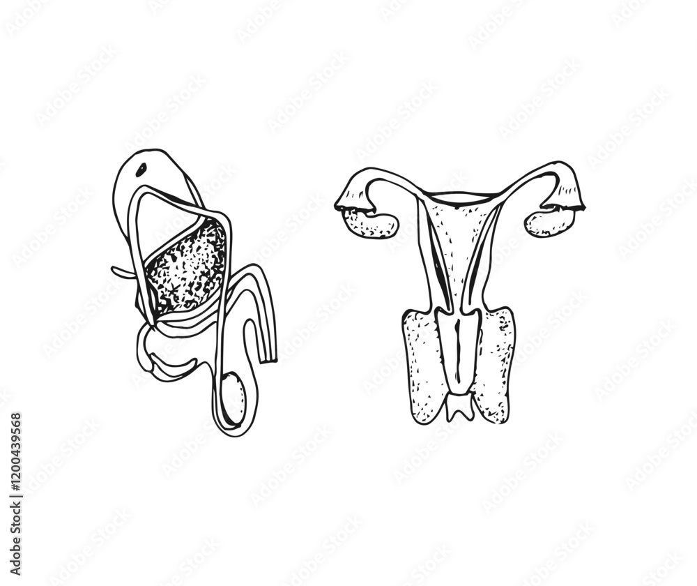 Hand-drawn doodle illustration of the male and female human ...