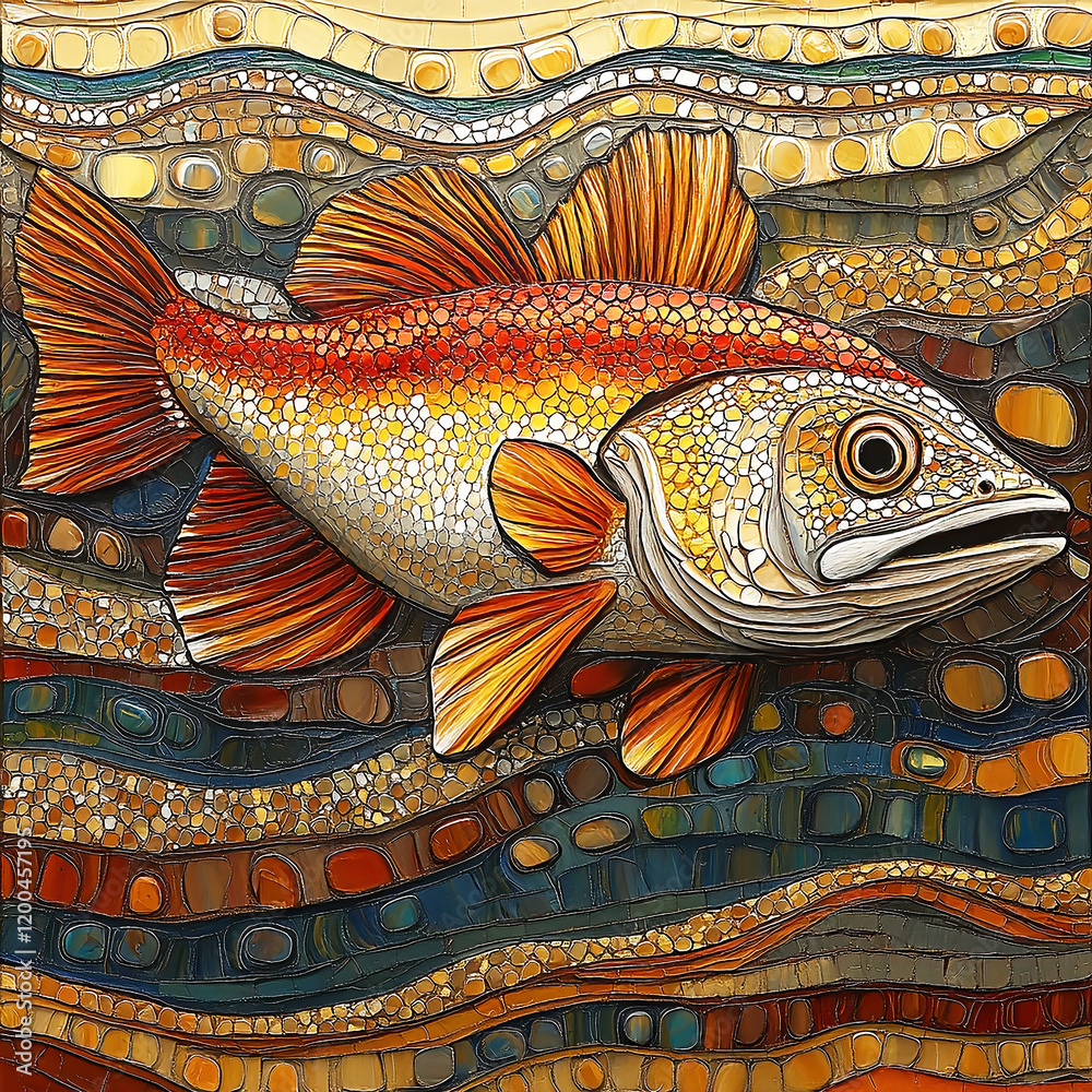 Australian Aboriginal dot painting style art barramundi dreaming with a ...
