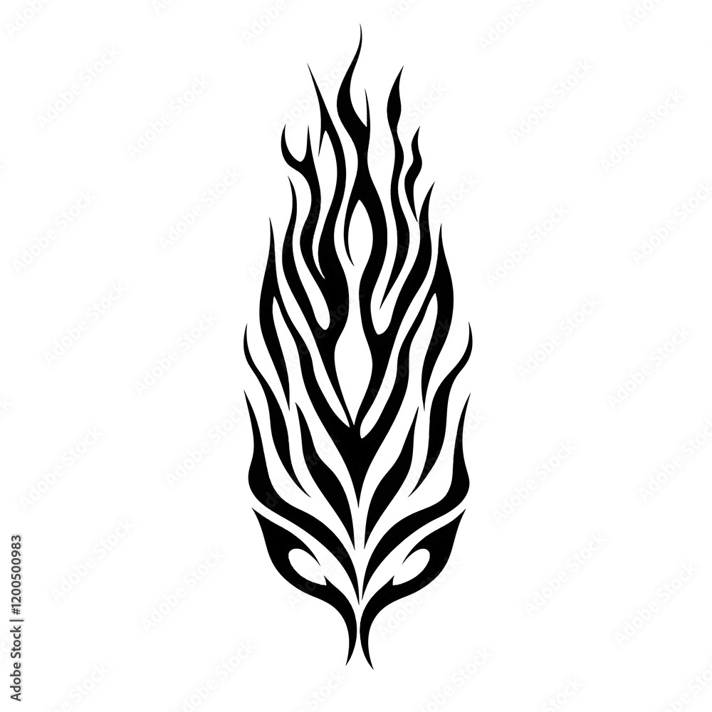 Simple flaming tribal tattoo design vector illustration white ...