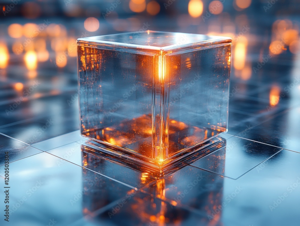Hyper-realistic Aluminium Cube with Reflective Metallic Textures in a ...