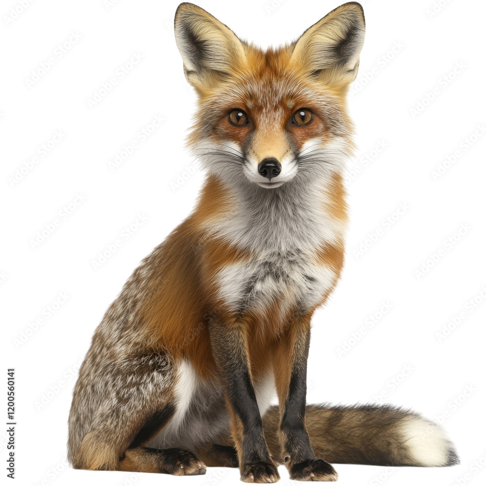 realistic illustration of fox sitting gracefully against transparency ...