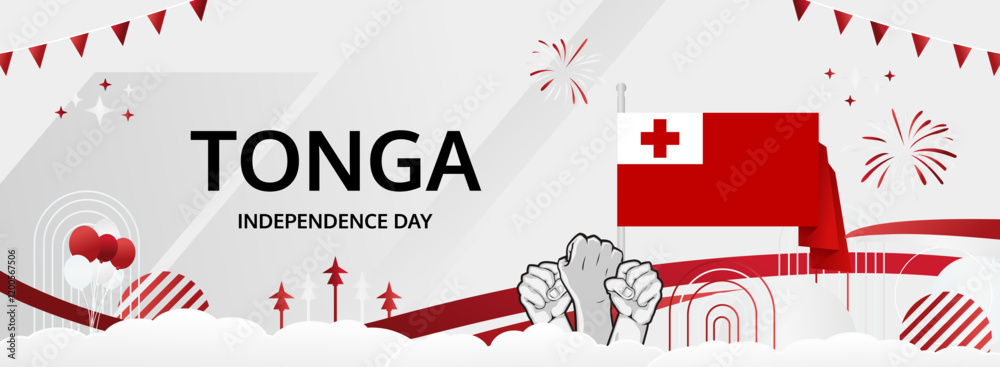 Tonga Independence Day modern greeting banner. 4th June Happy Tonga ...