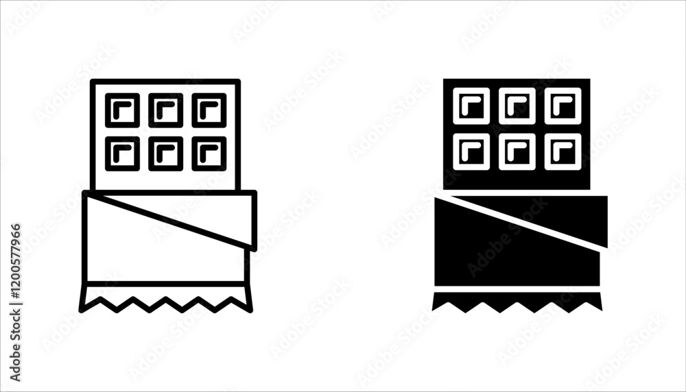 collection of chocolate bar icons, signs and symbols, on white ...