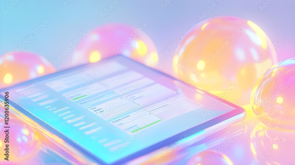 pastel rainbow bubbles & tablet ui design - pastel color palettes Stock ...