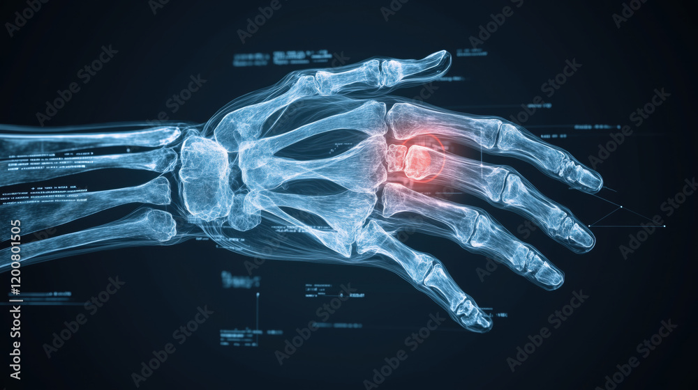 X-ray imaging of human hand bones with analysis of injury locations ...