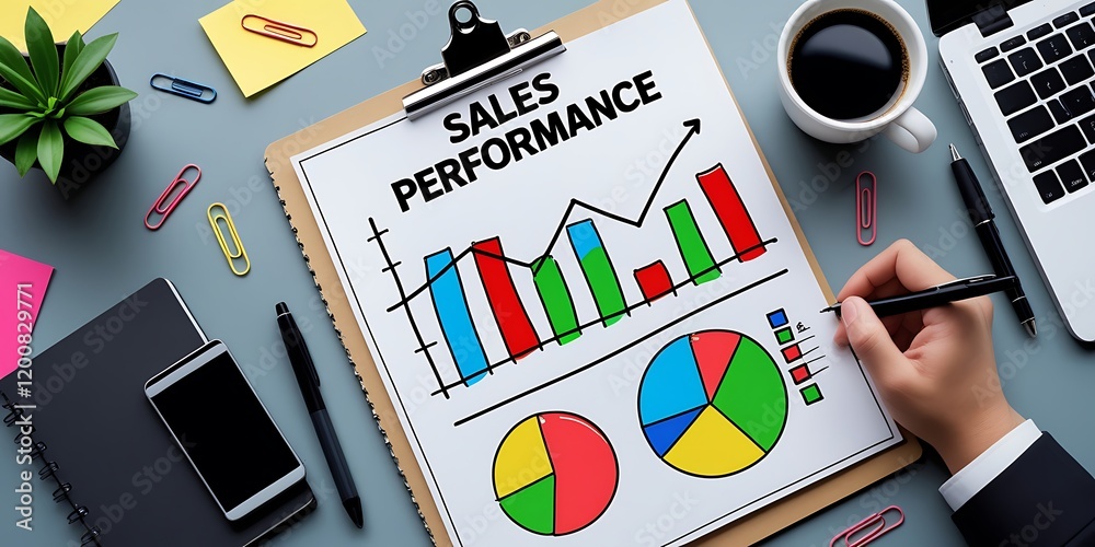 Detailed sales performance chart displaying profit data analysis with ...