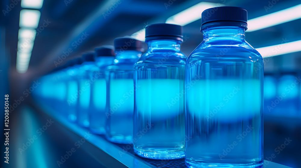 Industrial setting close-up laboratory photography of the vaccine ...