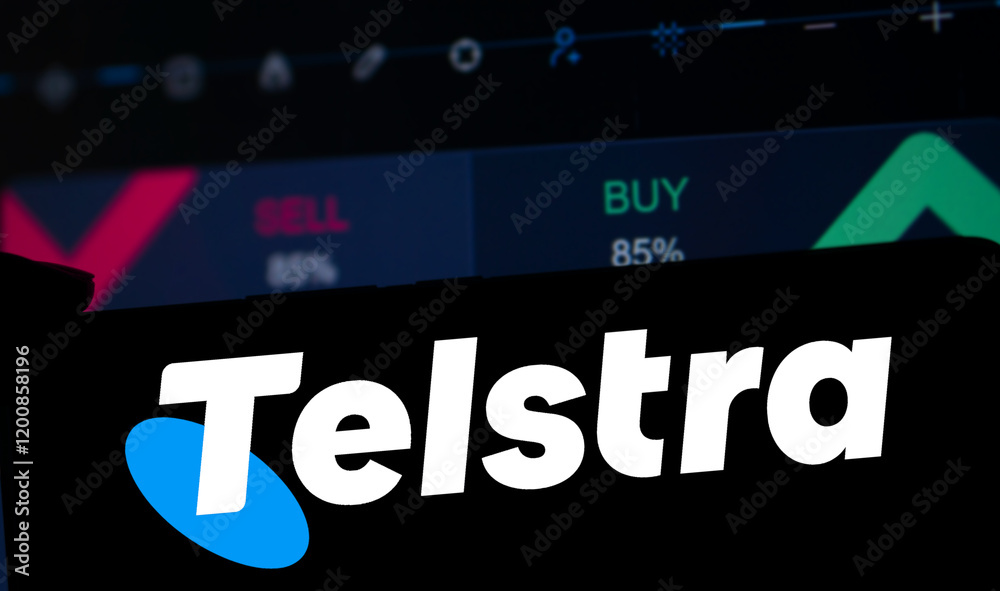 Dhaka, Bangladesh- 31 Dec 2024: Telstra logo is displayed on smartphone ...