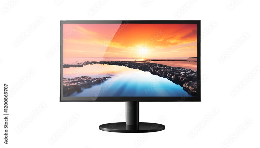 Computer monitor with screen lcd tv monitor with reflection isolated on ...
