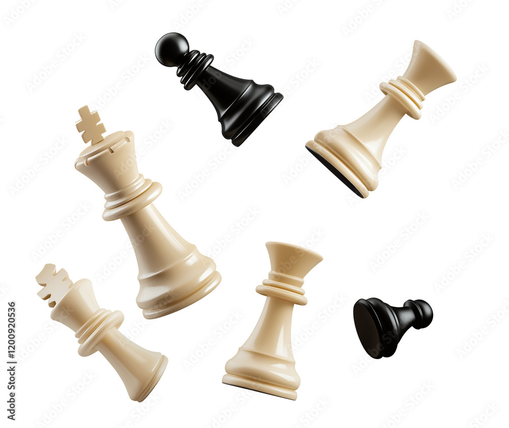 Chess pieces falling down, transparent background png Stock Photo ...