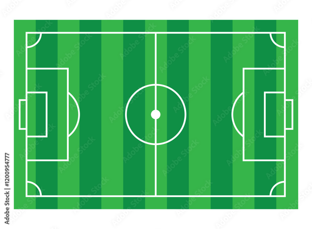 Soccer field in flat style. Football stadium vector illustration on ...