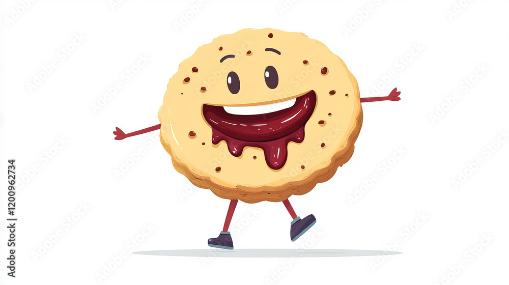 Cartoon round crumbly cookie character. Funny vector dessert, bakery ...