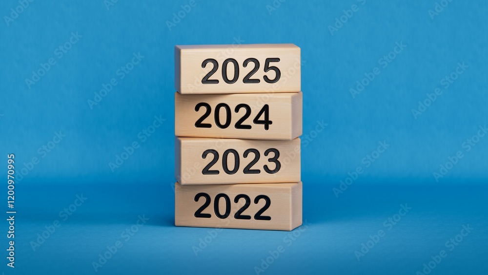 2025 Happy New year background. 2025 calendar numbers on wooden cube ...