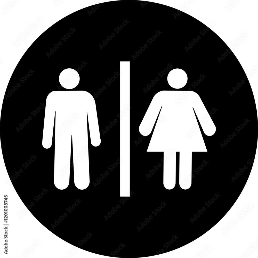 Male and female bathroom or restroom sign flat and line icon. Toilet ...