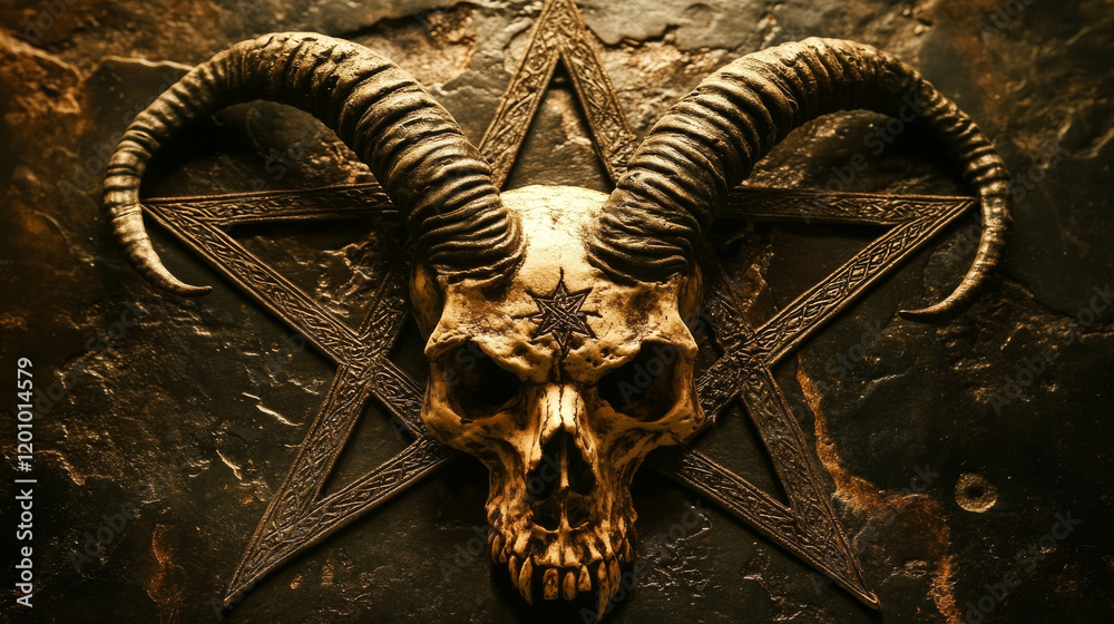 Ilustración de Stock Pentagram tarot symbol of devil Baphomet, occult ...