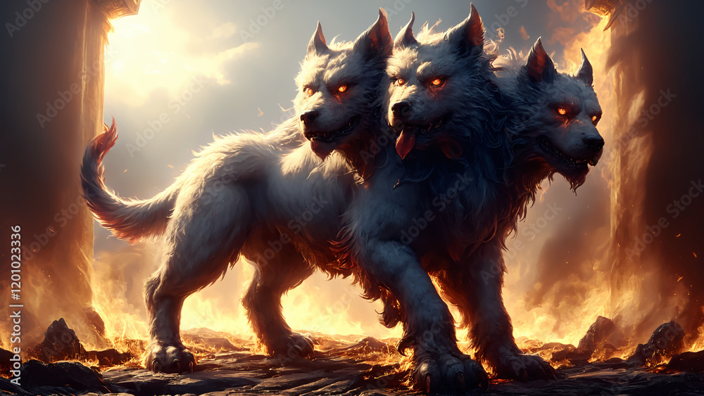 Cerberus, the three head guardian of the entrance to the underworld in ...