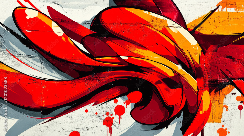 Stock-Illustration „Urban graffiti design on red blobs background ...