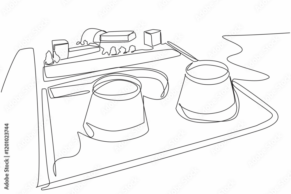 Single continuous line drawing 2 main buildings of the Chernobyl ...