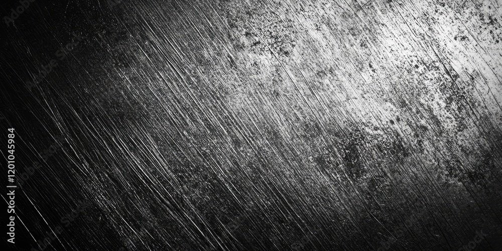Scratched gray metal texture with deep black undertones in a diagonal ...
