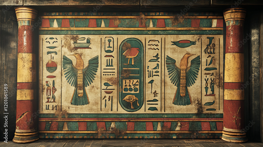 Stock-Illustration „Arcade game frame, ancient Egypt. Vintage Egyptian ...