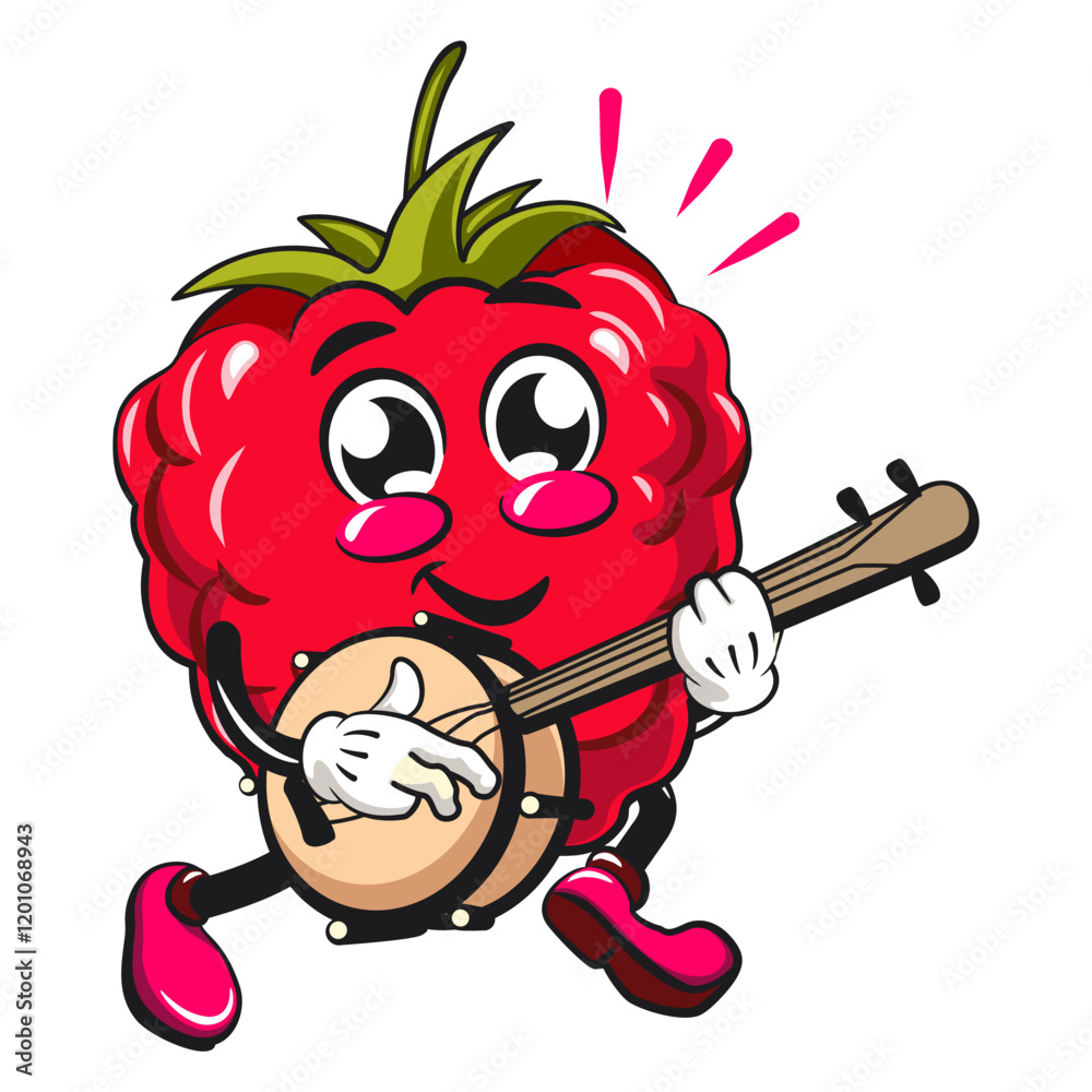 Cute raspberry fruit vektor illustration mascot character playing the ...