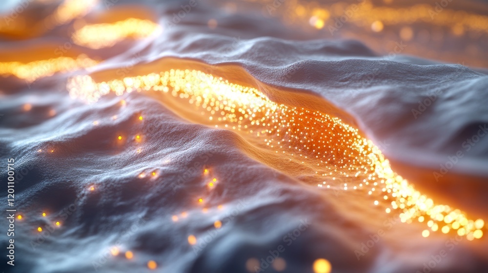 98.A 3D cross-section of skin layers showing glowing vitamin molecules ...