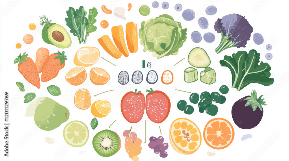 Vitamin food and healthy nutrition infographics. Vector graphs and ...