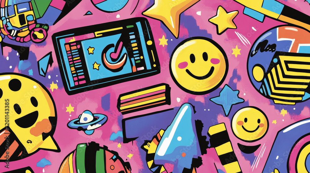 y2k rave retro computer window stickers, browser page interface. Vector ...