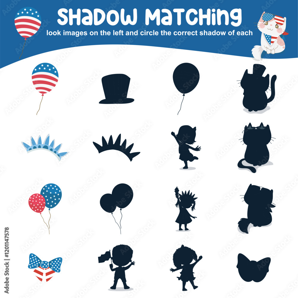 Look the images on the left and circle the correct shadow of each image ...