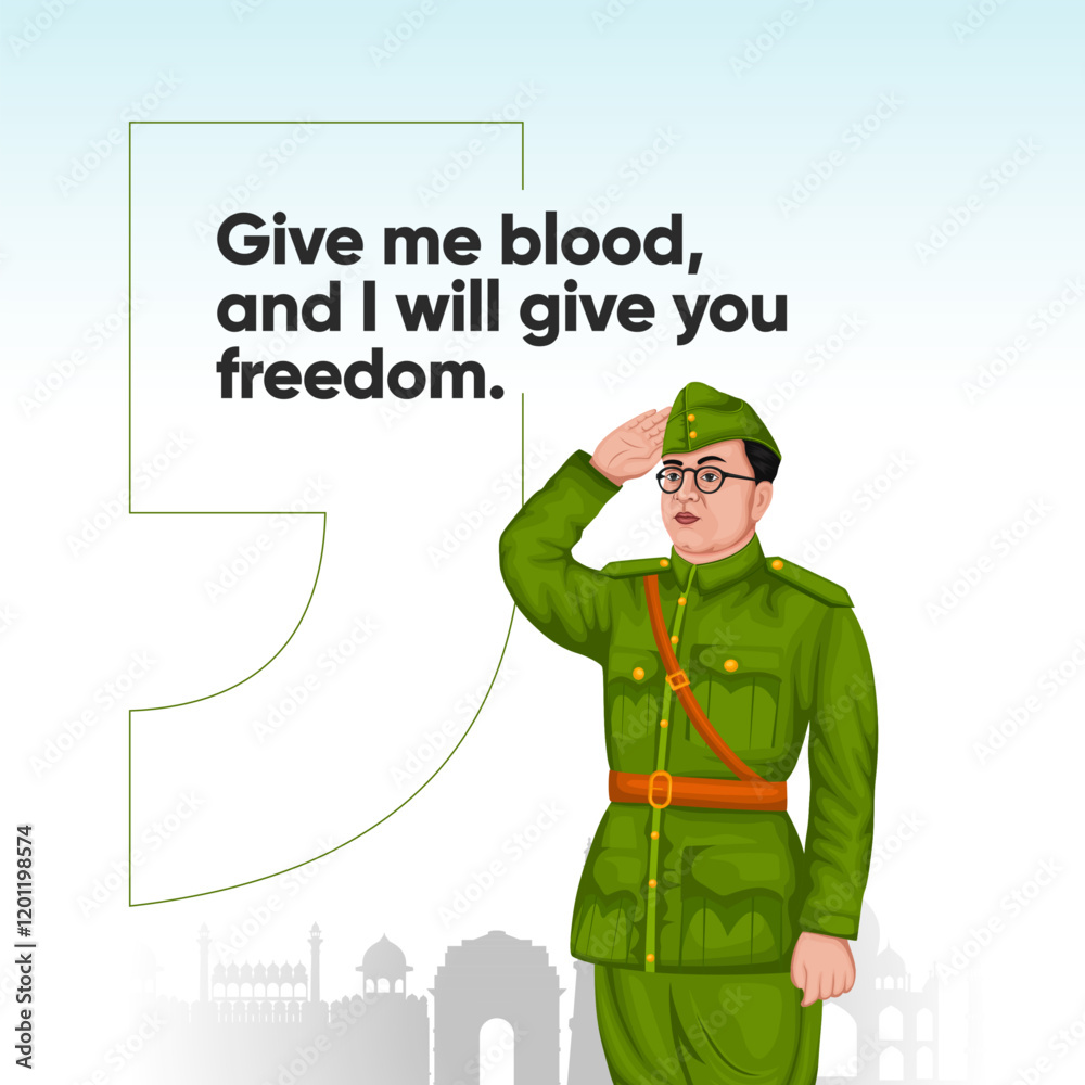 Netaji Subhas Chandra Bose Jayanti Celebration Social Media Post Stock ...