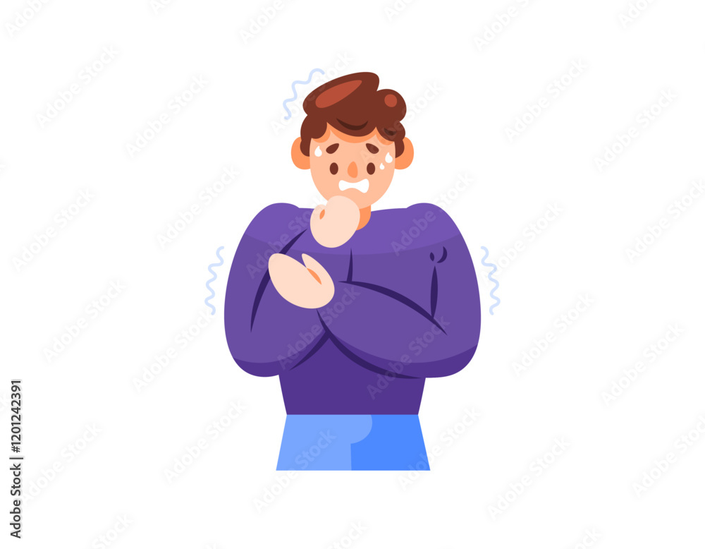 illustration of a man looking very anxious and panic. suffering from ...