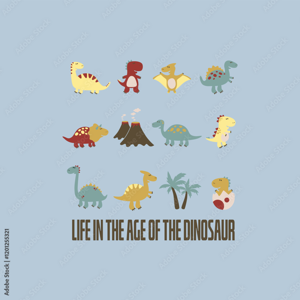 Dinosaurs set. Types of dinosaurs isolated on white. Stegosaurus ...