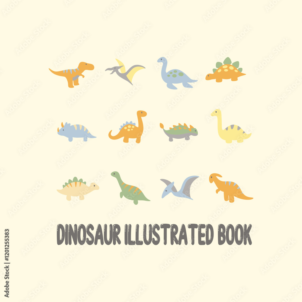 Dinosaurs set. Types of dinosaurs isolated on white. Stegosaurus ...