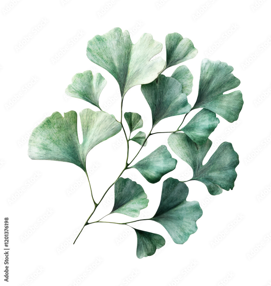 Ginkgo biloba leaves close-up nature scene high fidelity minimalist ...