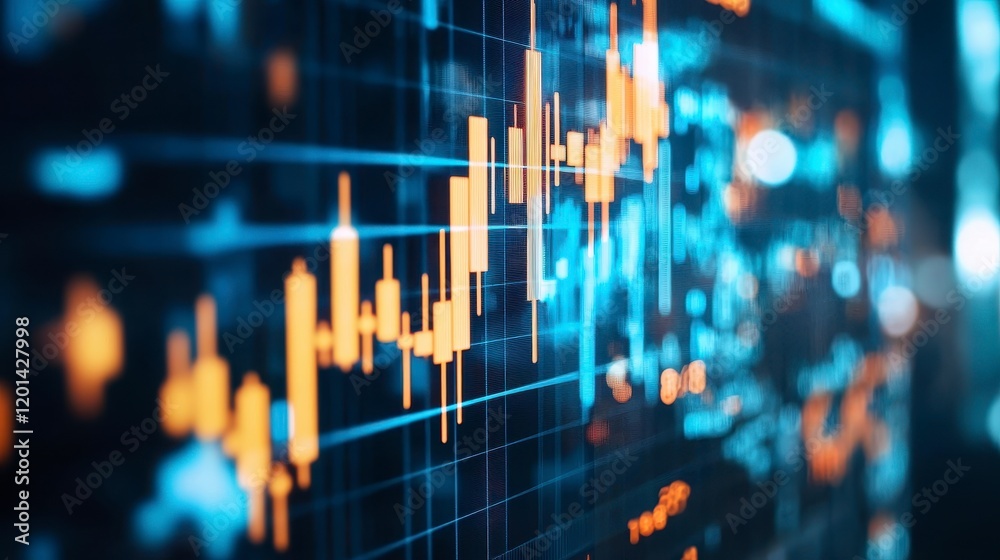 Stock market data visualization with rising trends and fluctuations ...