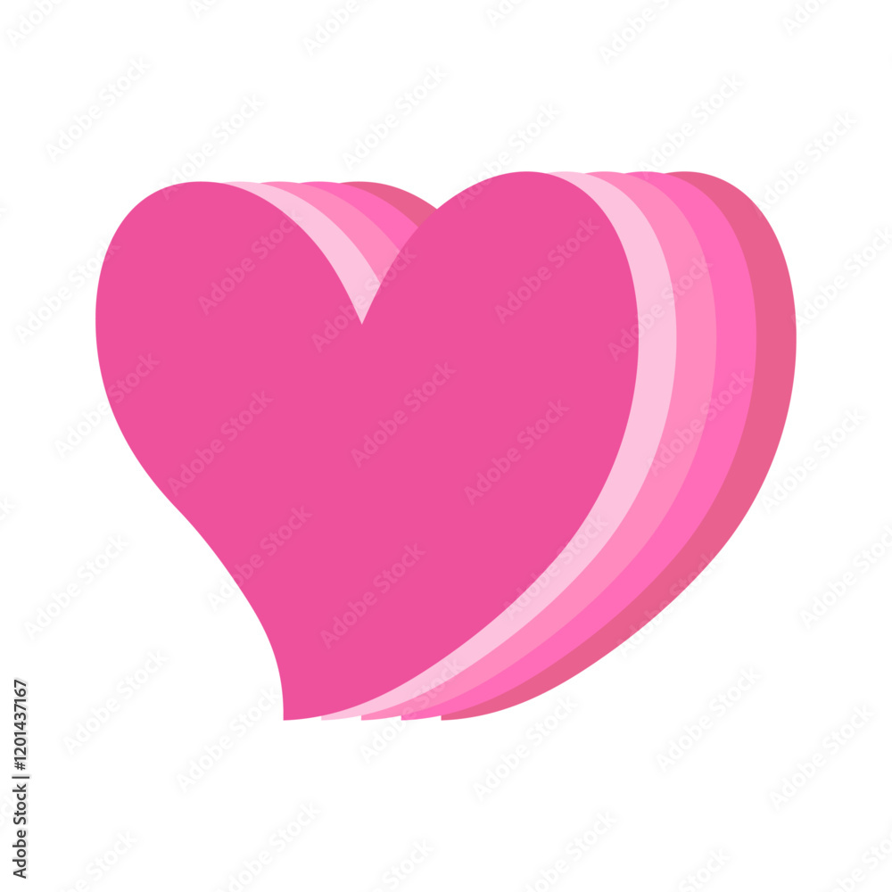 Logo con grupo de corazones en perspectiva tridimensional para tarjetas ...