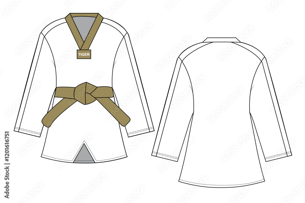 Vector de Stock Karate suit front and back view vector mockup template ...