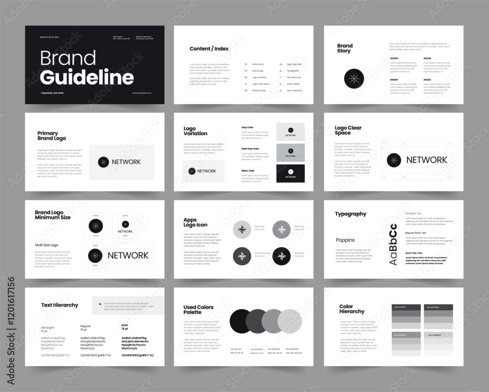 brand guidelines presentation template, brand guideline slide design, logo guideline layout ...
