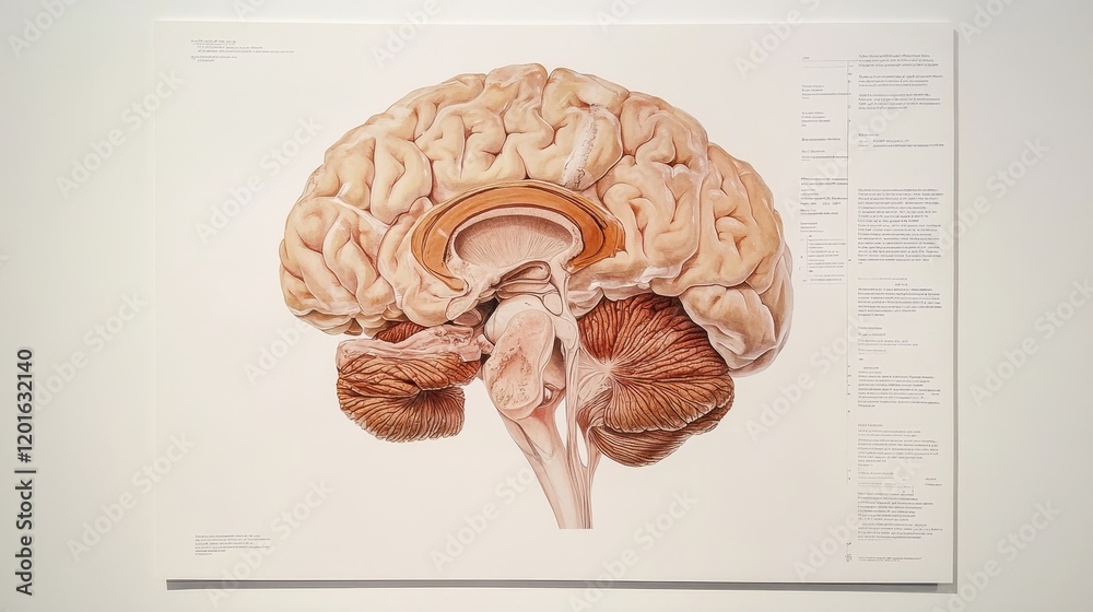 Frontal View Diagram of the Human Brain Stock Illustration | Adobe Stock