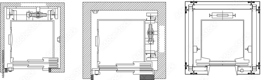 vector illustration design of typical floor plan of passenger elevator ...
