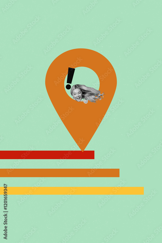 Composite artwork 3D photo collage trend template of huge location ...