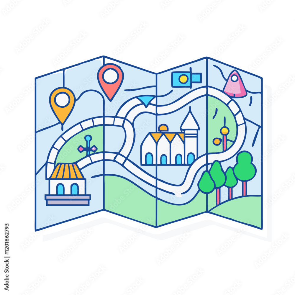 theme park map icon, theme park map vector illustration-simple ...