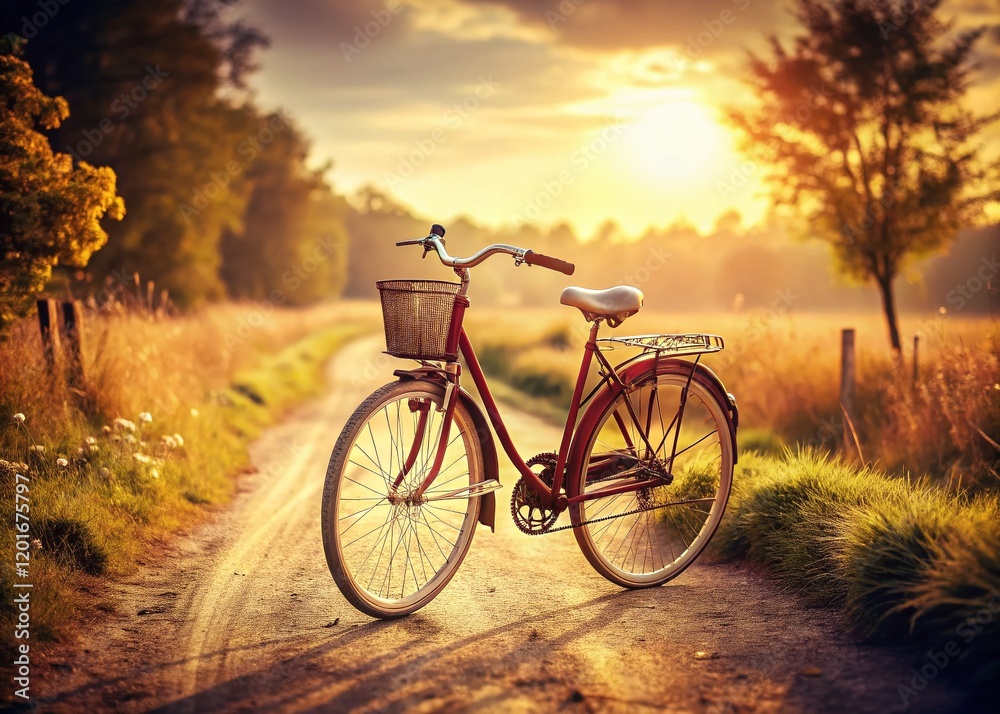 Vintage Sepia Photo of a Classic Bicycle Parked by the Roadside ...