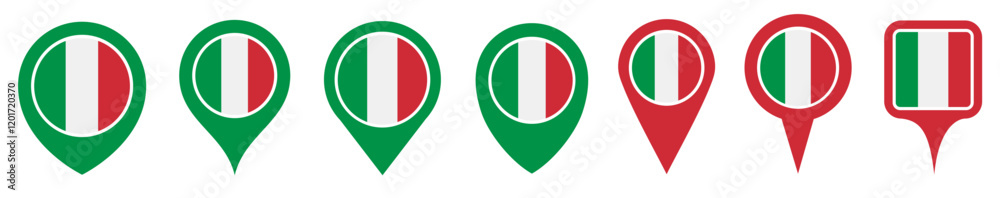 set vector Location pin italy flag icon. Country location symbol Map markers design template ...