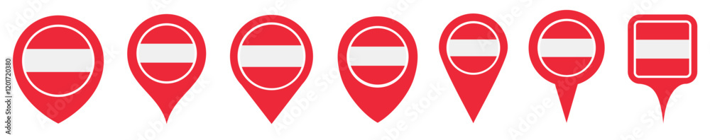 set vector Location pin austria flag icon. Country location symbol Map ...