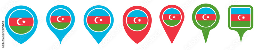 set vector Location pin azerbaijan flag icon. Country location symbol Map markers design ...