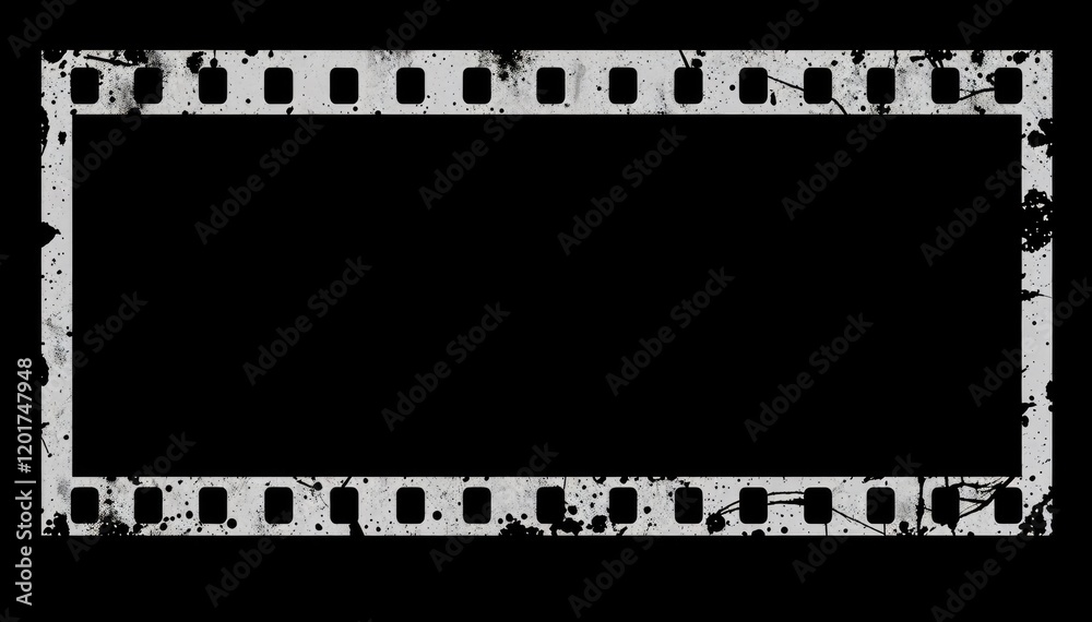 Grunge film strip frame with black ink splatters adding vintage ...