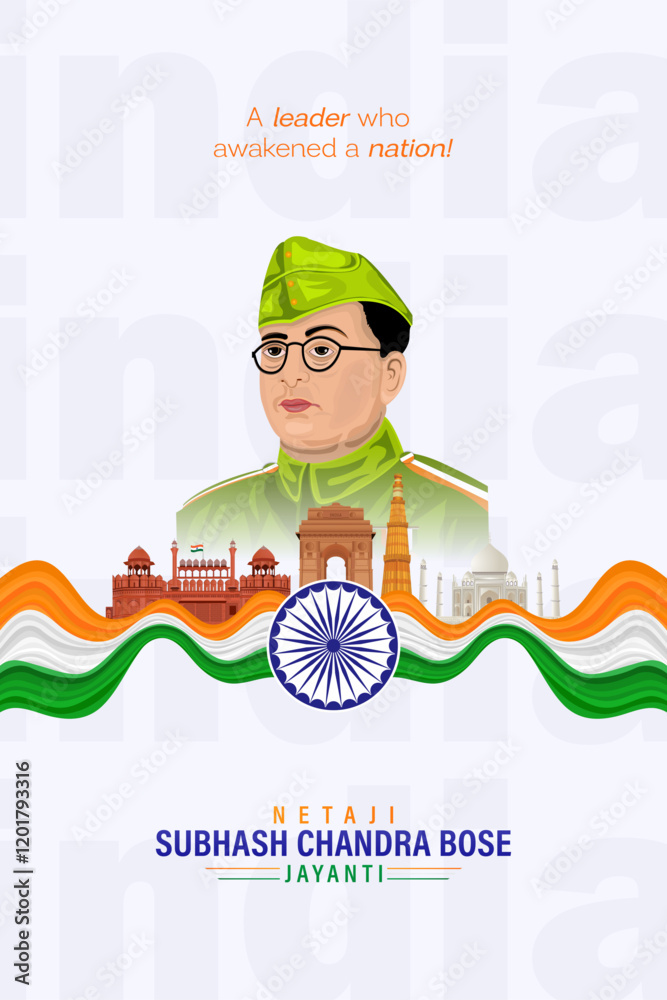 Netaji Subhas Chandra Bose Jayanti Story Stock Vector | Adobe Stock