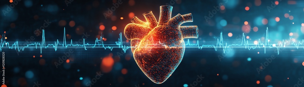 heart anatomy on ECG, detailed medical illustration, human heart ...